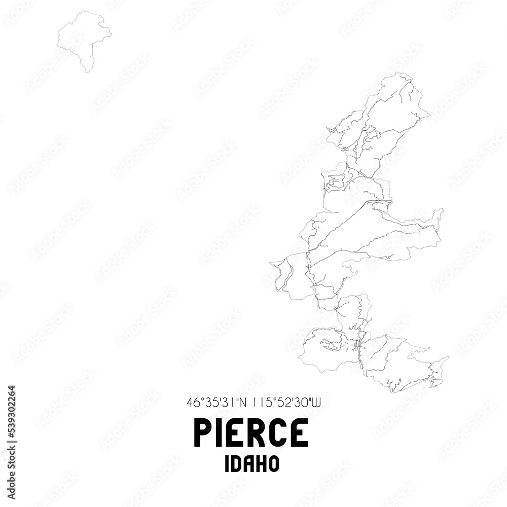 Fototapeta mapa świata dla dzieci Pierce Idaho. US street map with ...