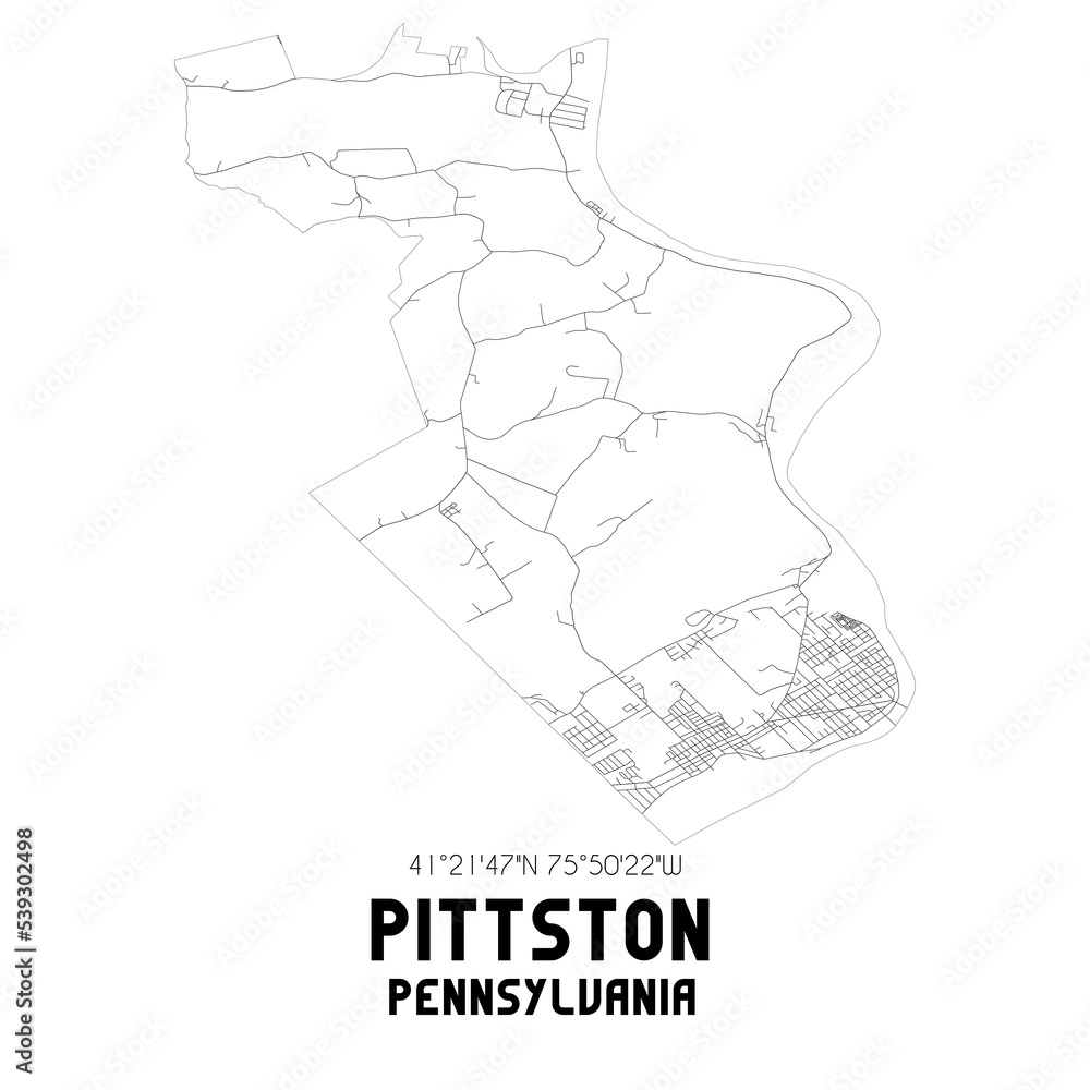 Pittston Pennsylvania. US street map with black and white lines. Stock ...