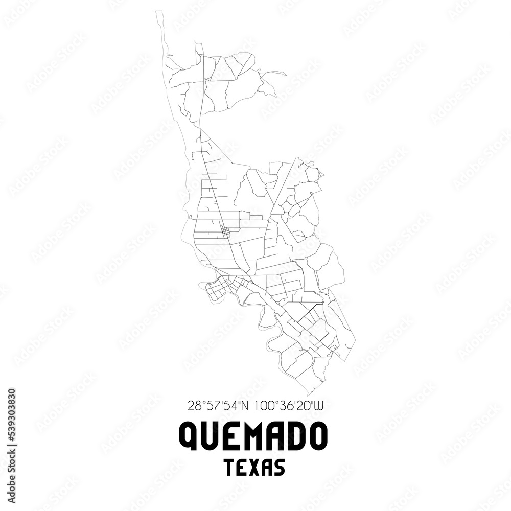 Fototapeta mapa świata dla dzieci Quemado Texas. US street map with ...