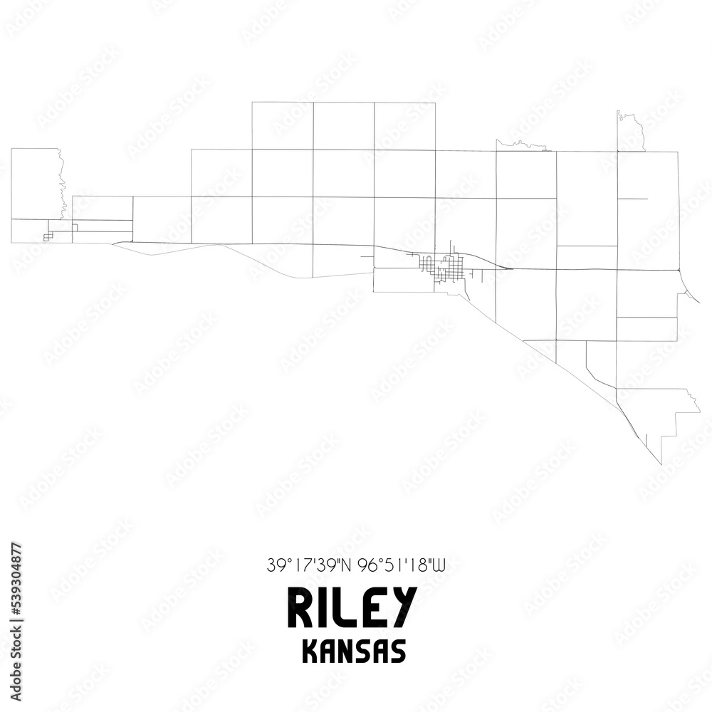 Riley Kansas. US street map with black and white lines. Stock ...