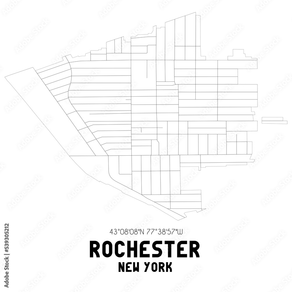 Rochester New York. US street map with black and white lines. Stock ...