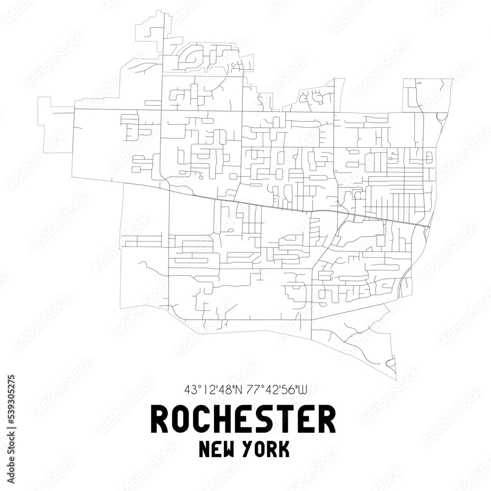Rochester New York. US street map with black and white lines. Stock ...
