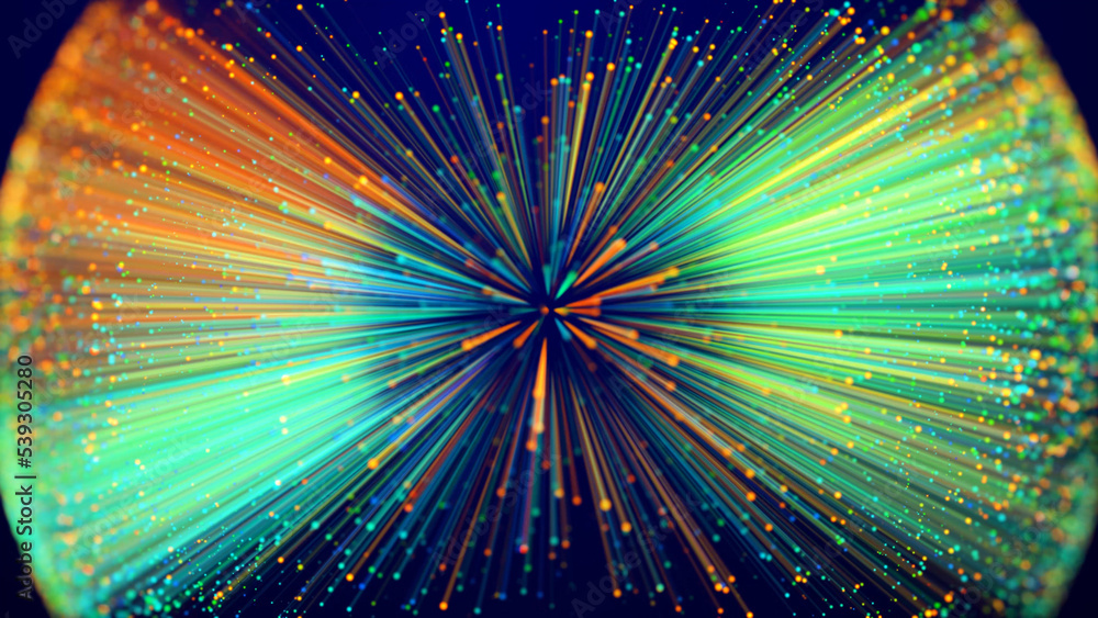 Magic multicolored sparkles of light with rays form flickering abstract ...