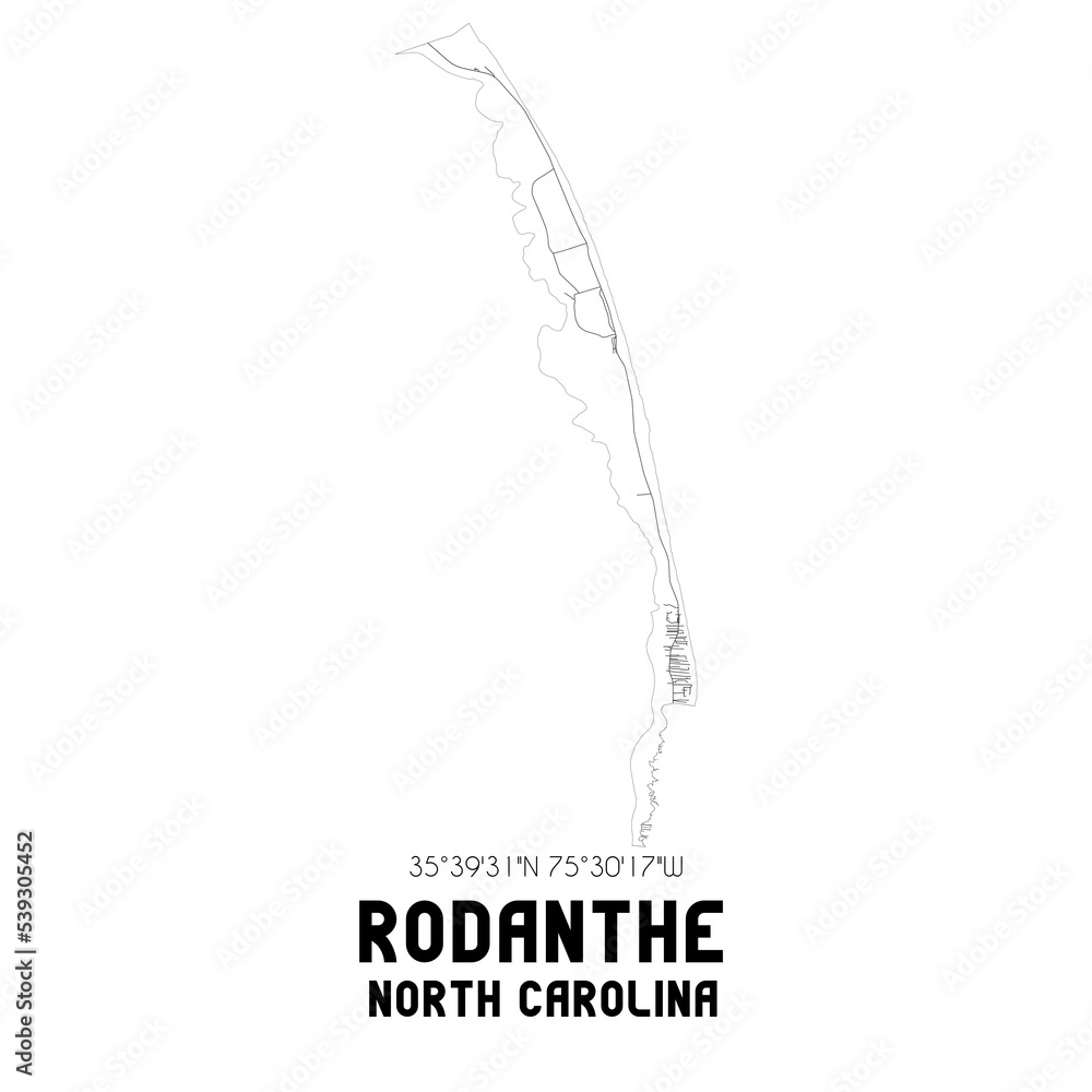 Rodanthe North Carolina. US street map with black and white lines ...