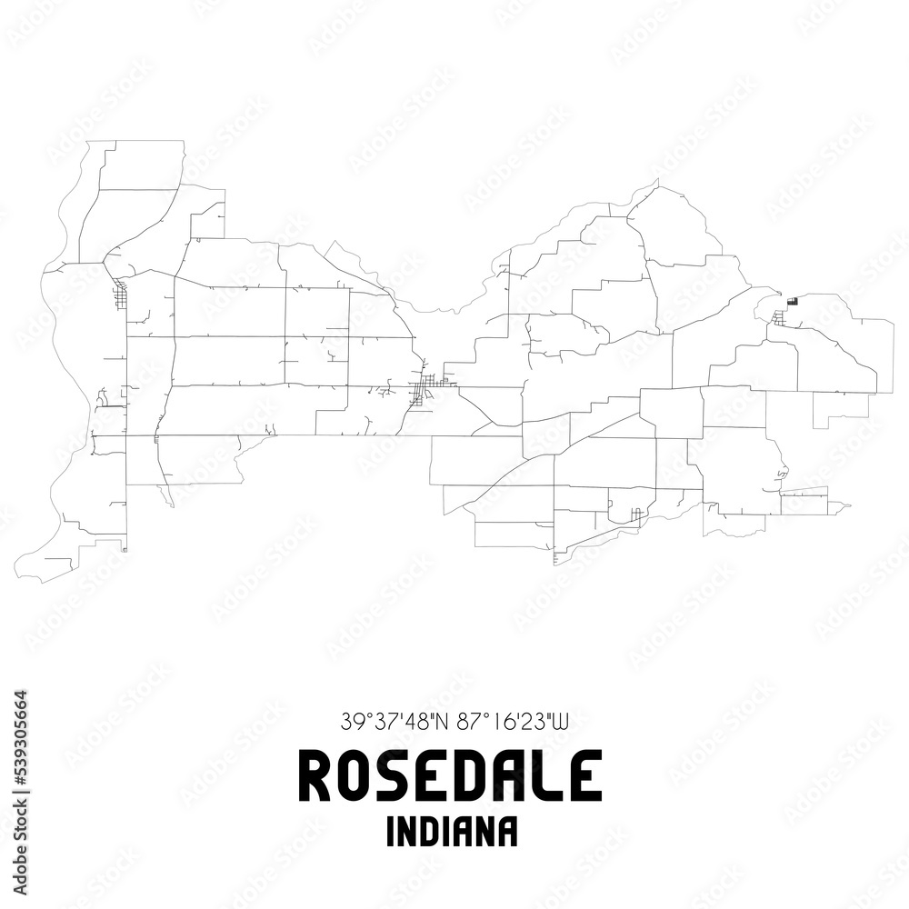 Rosedale Indiana. US street map with black and white lines. Stock ...