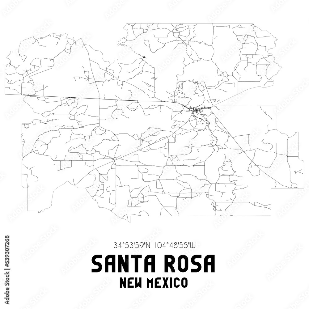Fototapeta mapa świata dla dzieci Santa Rosa New Mexico. US street map ...