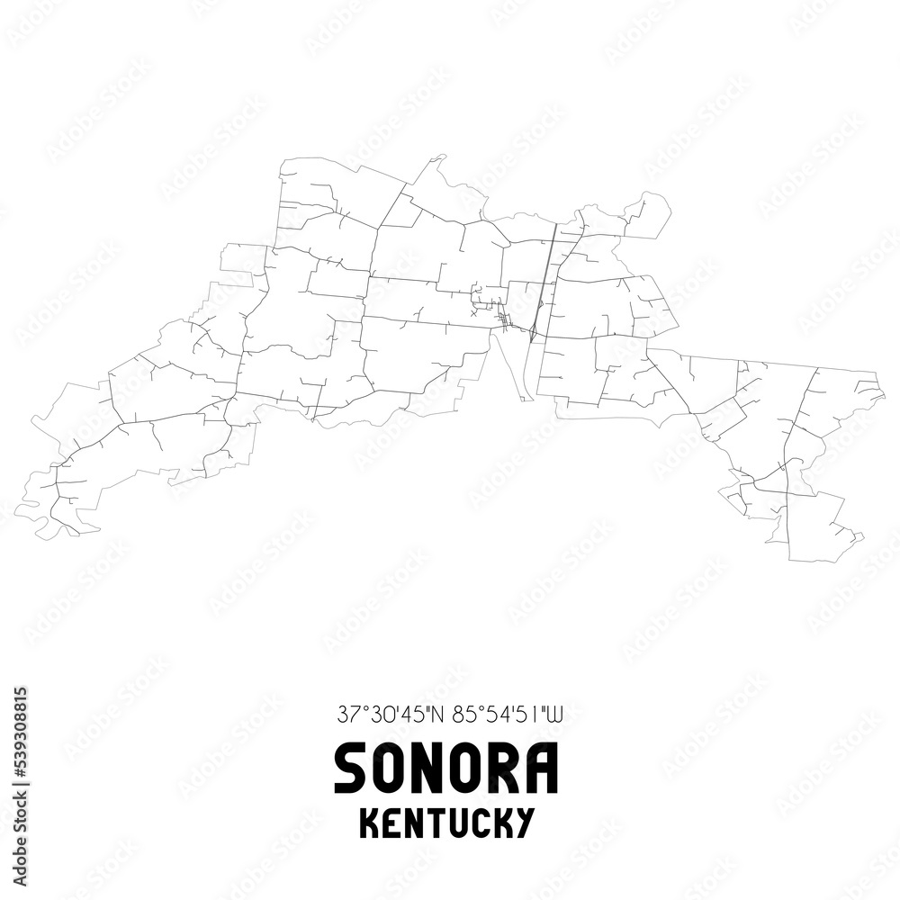 Fototapeta mapa świata dla dzieci Sonora Kentucky. US street map with ...