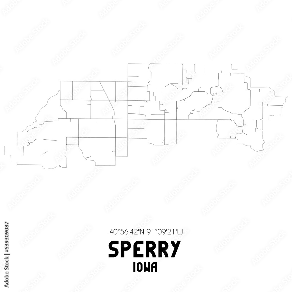 Sperry Iowa. US street map with black and white lines. Stock ...