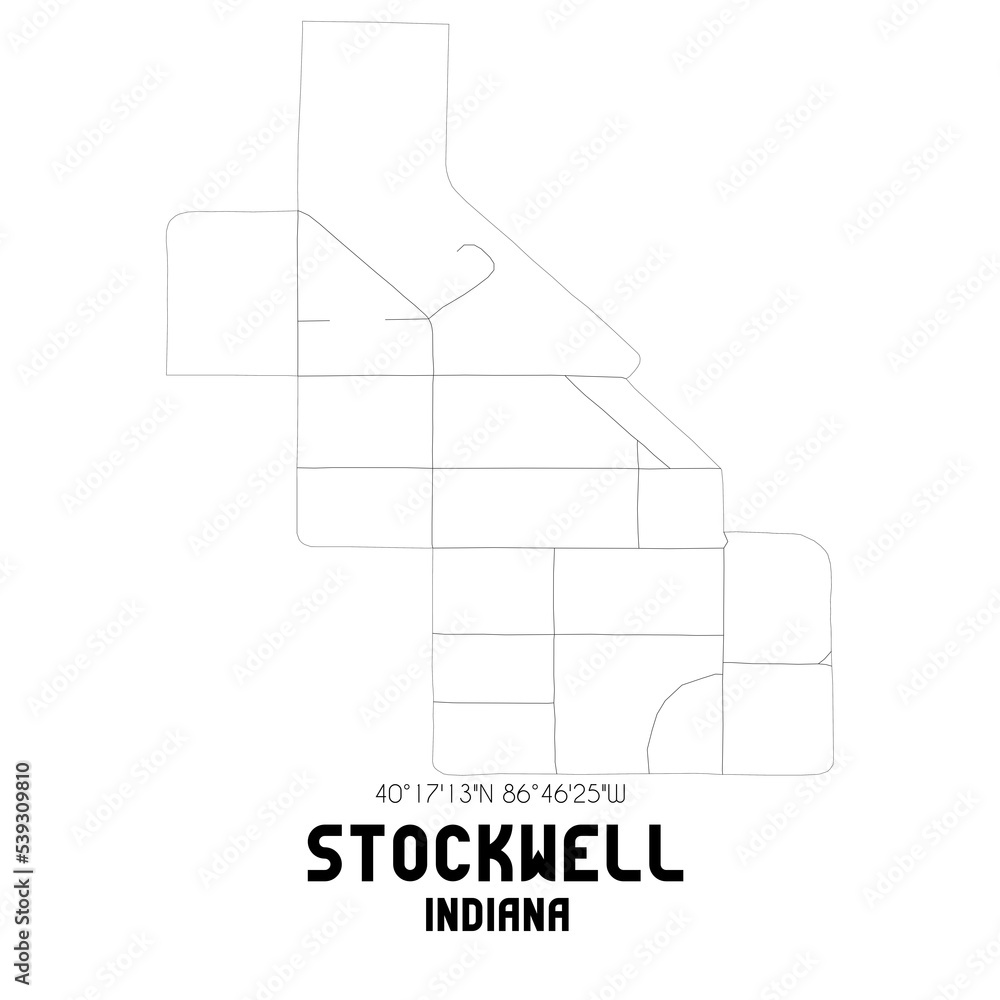 Stockwell Indiana. US street map with black and white lines. Stock ...