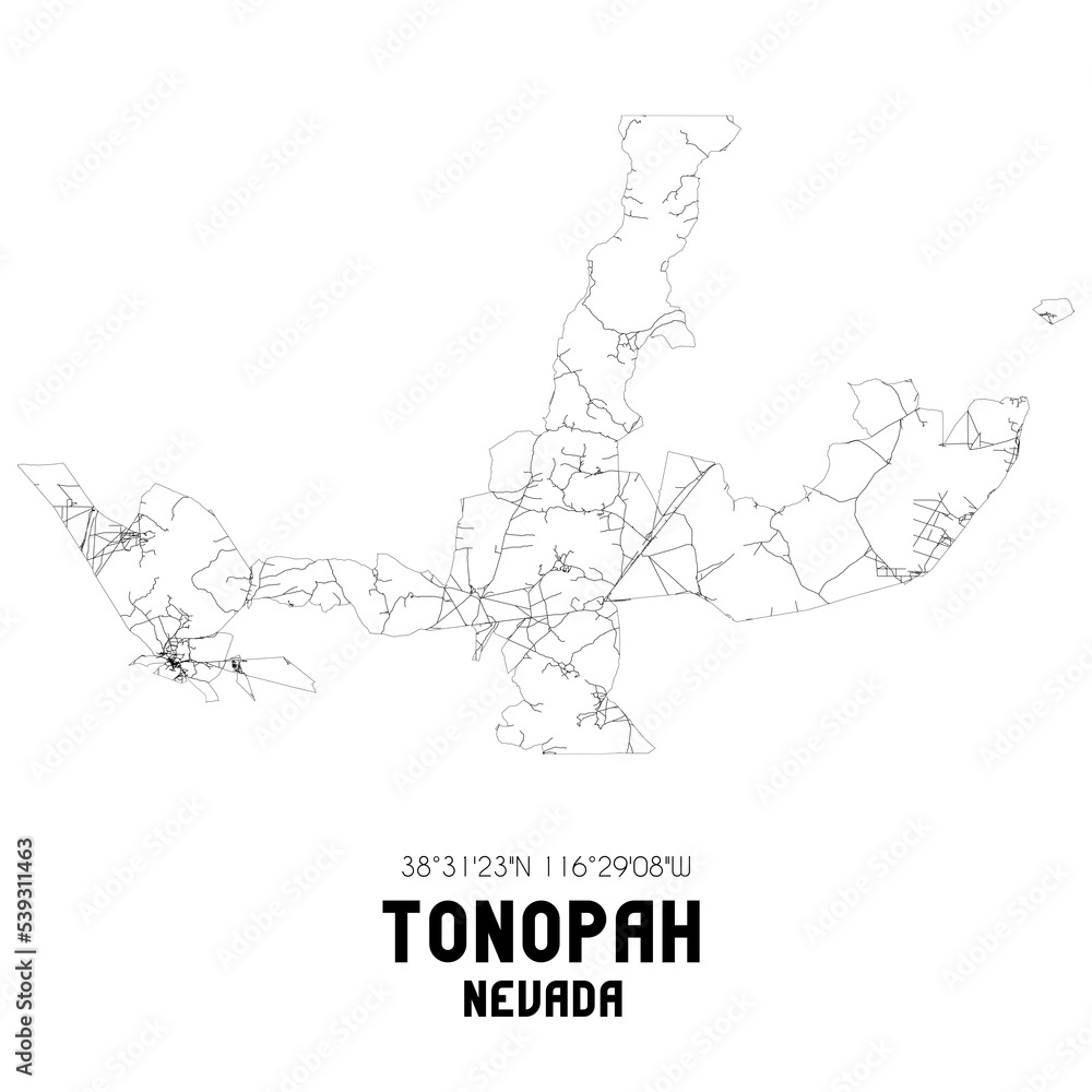 Tonopah Nevada. US street map with black and white lines. Stock ...