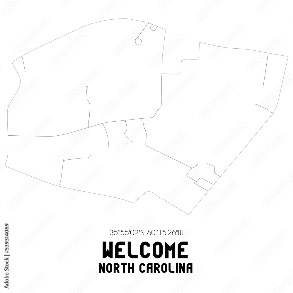 Welcome North Carolina. US street map with black and white lines. Stock ...