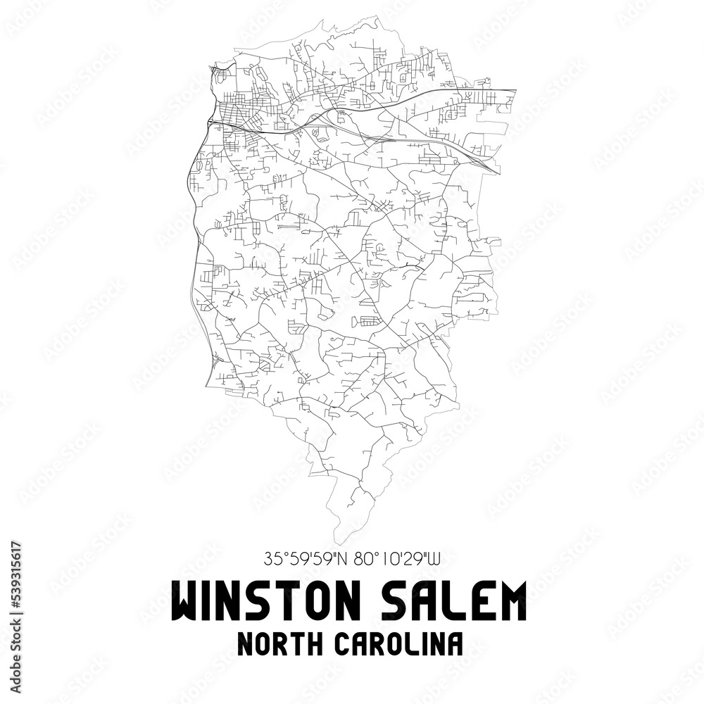 Winston Salem North Carolina. US street map with black and white lines ... Winston Salem North Carolina. US street map with black and white lines ...