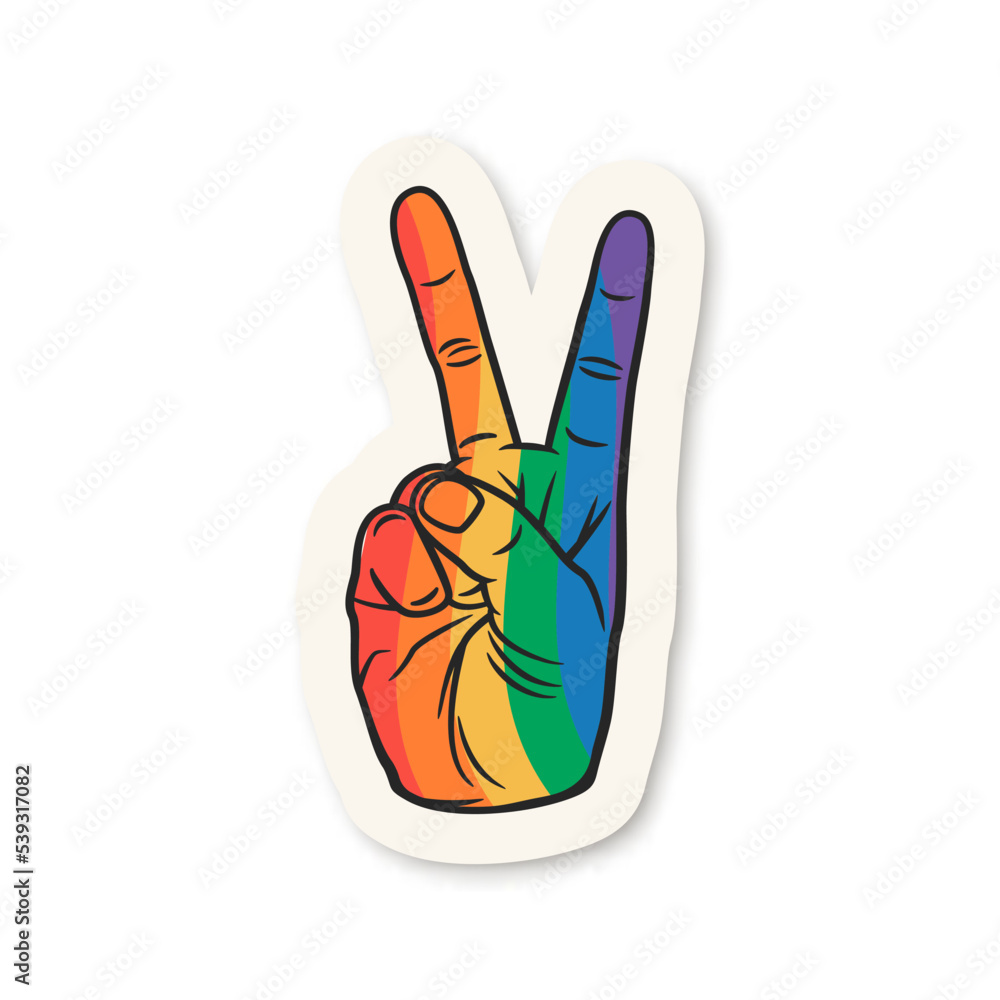 Peace Gesture With Lgbt Rainbow Flag Vector T Shirt Sticker Print