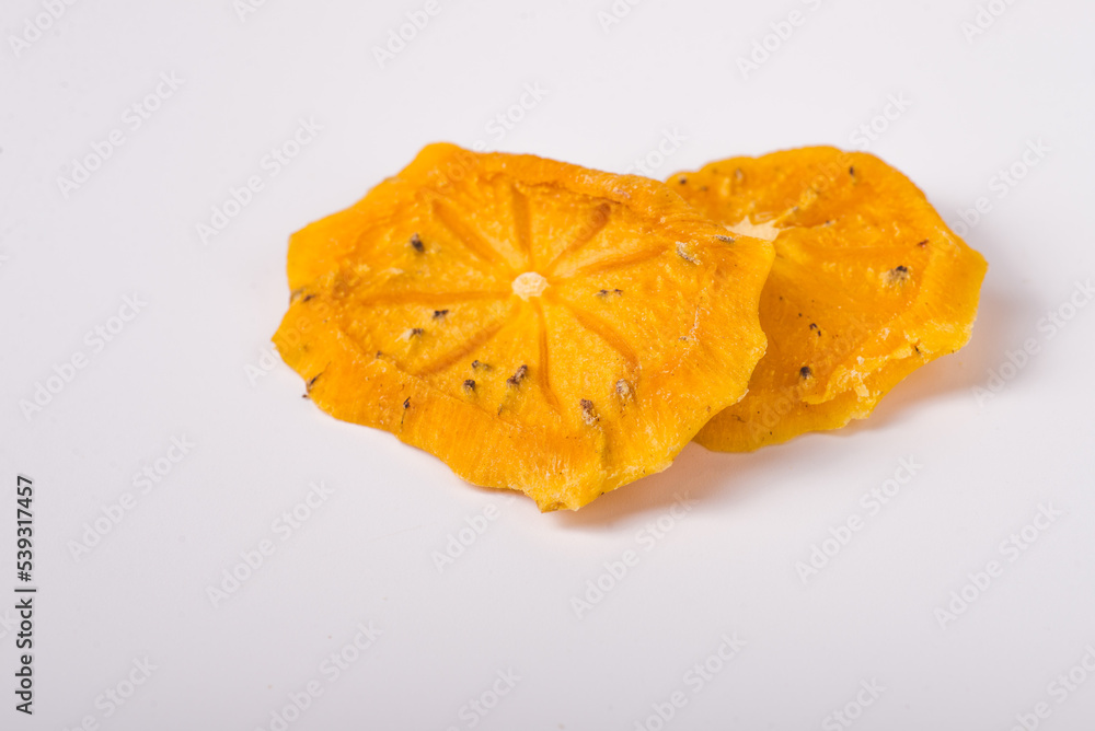 Dried Kaki fruit Dried Persimmon slice, isolated on white background ...