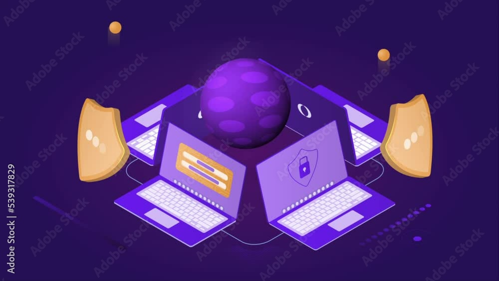 Cyber Security video concept. Moving banner with system for protecting ...