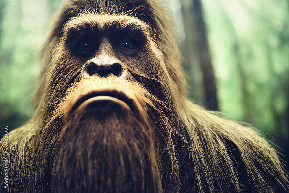 Bigfoot Sasquatch in the forest. Generative AI Stock Illustration | Adobe Stock
