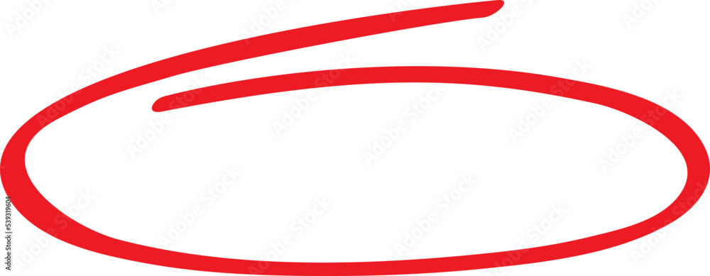 Red circle, pen draw. Highlight hand drawing different circles isolated ...