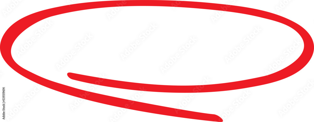 Red circle, pen draw. Highlight hand drawing different circles isolated ...