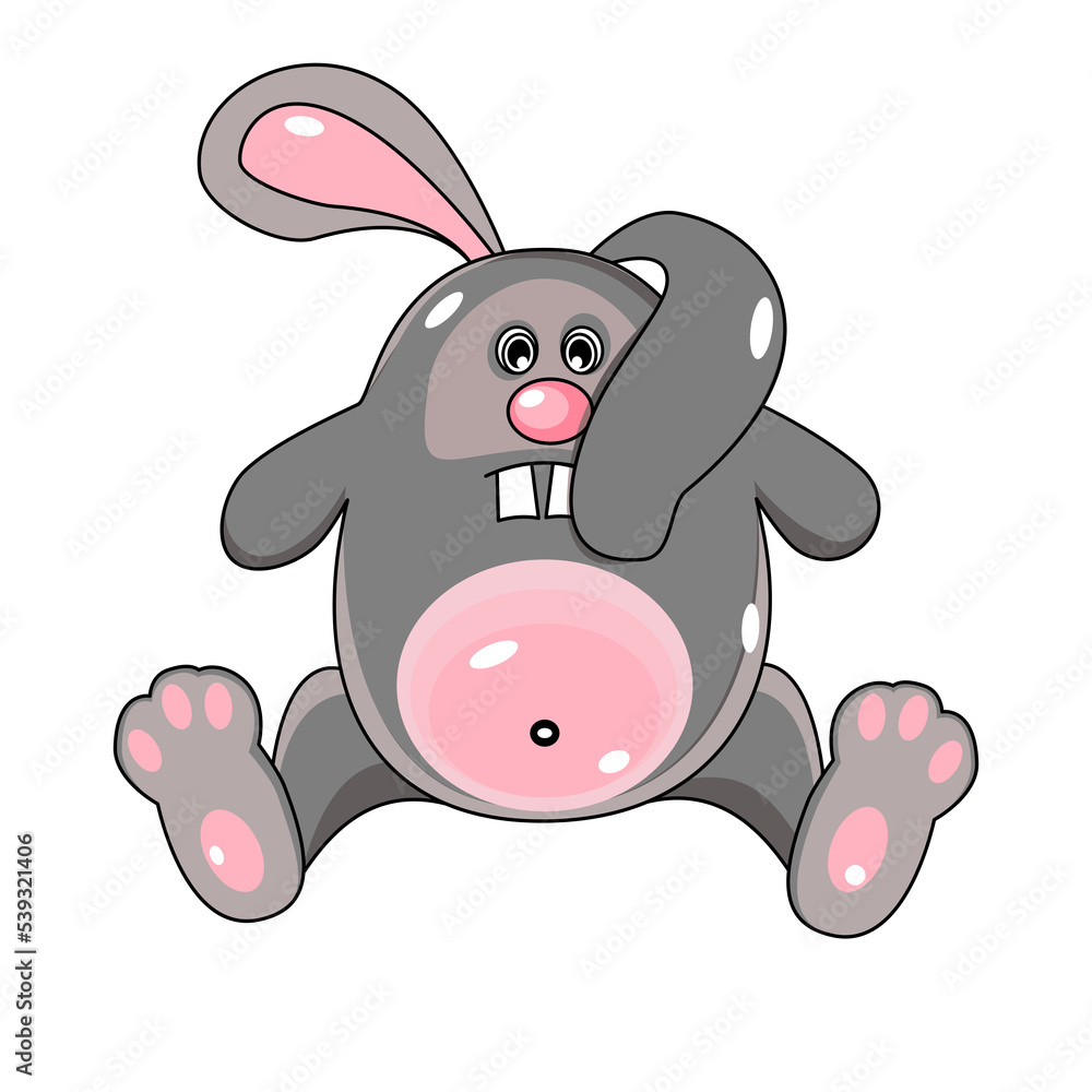 Cartoon character rabbit with funny surprised face vector illustration ...