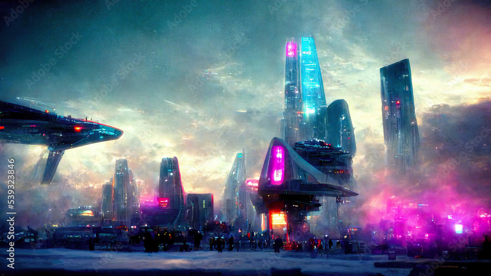 Sci-fi fantasy futuristic illustration digital background art scifi ...