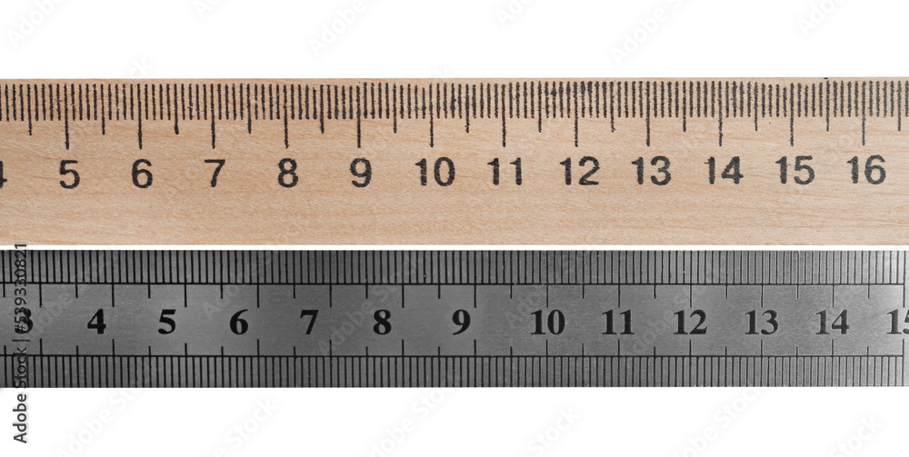 Rulers with measuring length markings in centimeters isolated on white ...