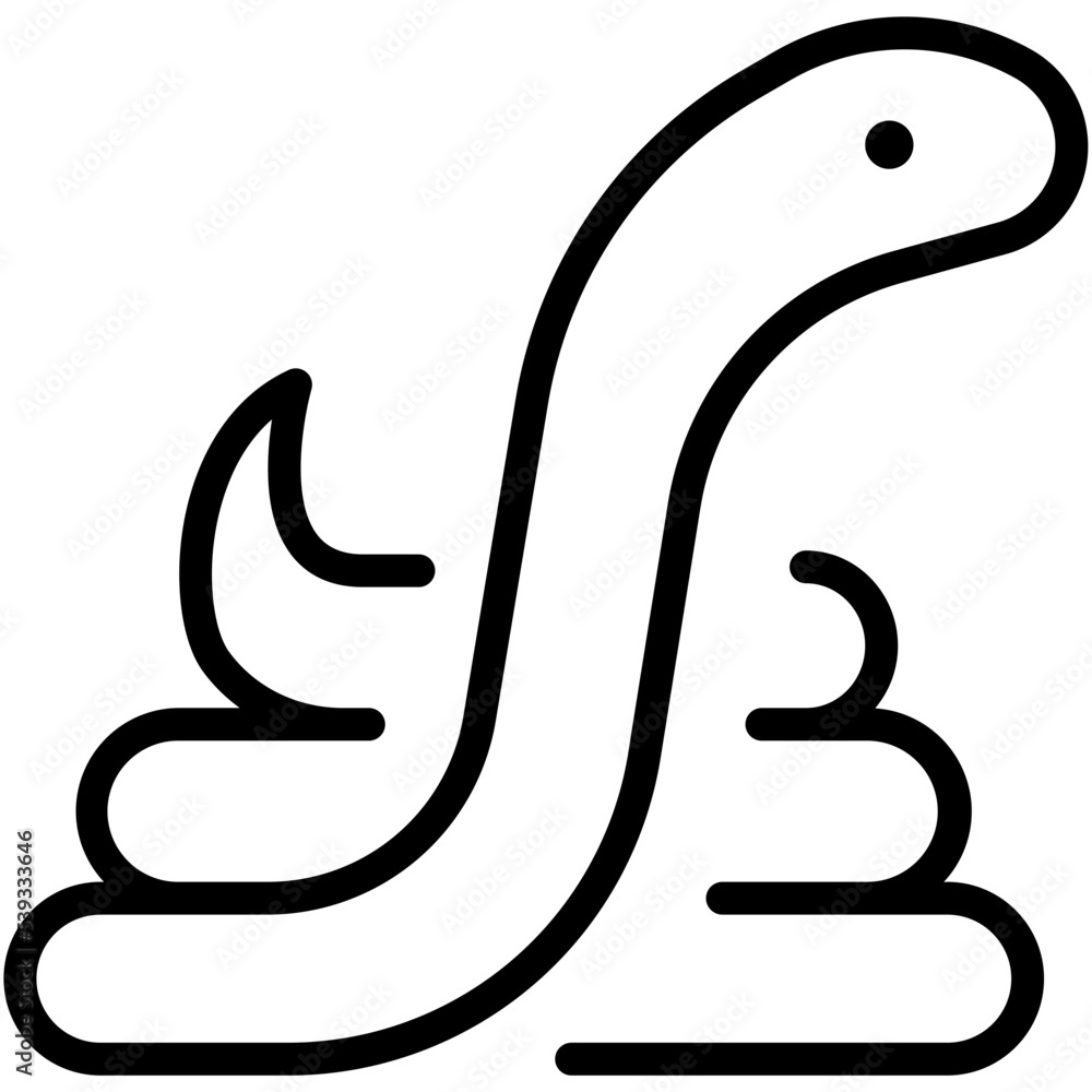 Simple snake icon, python illustration on transparent background Stock ...