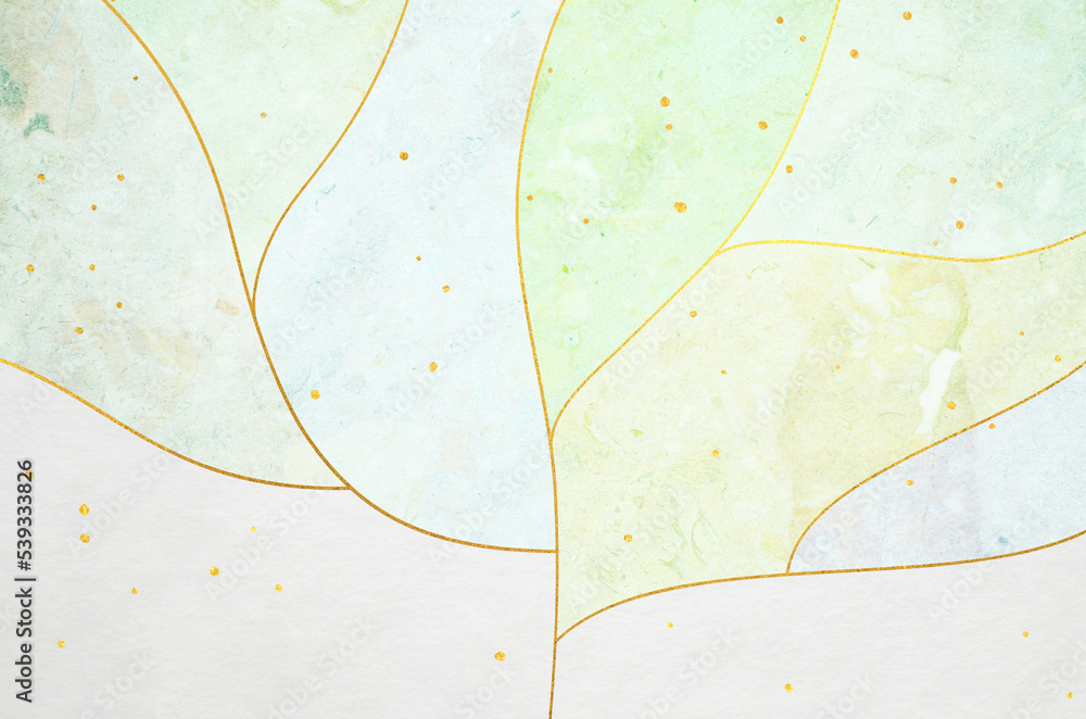 Abstract green marble floral pattern on Japanese washi paper texture ...
