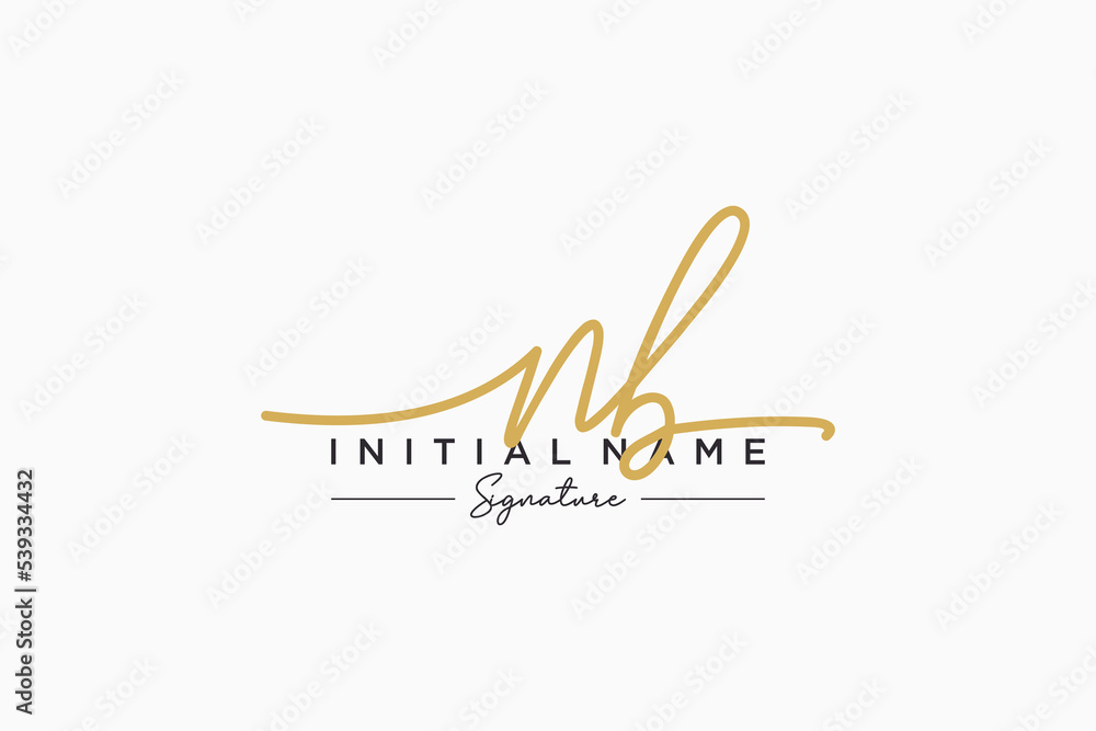Initial NB signature logo template vector. Hand drawn Calligraphy ...