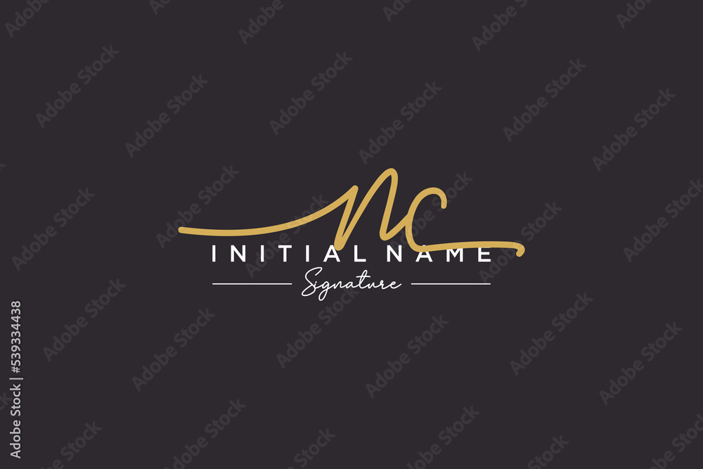 Initial NC signature logo template vector. Hand drawn Calligraphy ...