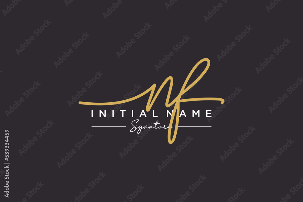 Initial NF signature logo template vector. Hand drawn Calligraphy ...