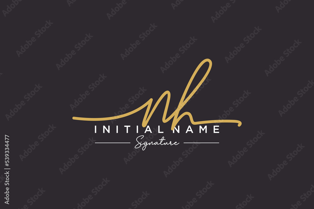 Initial NH signature logo template vector. Hand drawn Calligraphy ...
