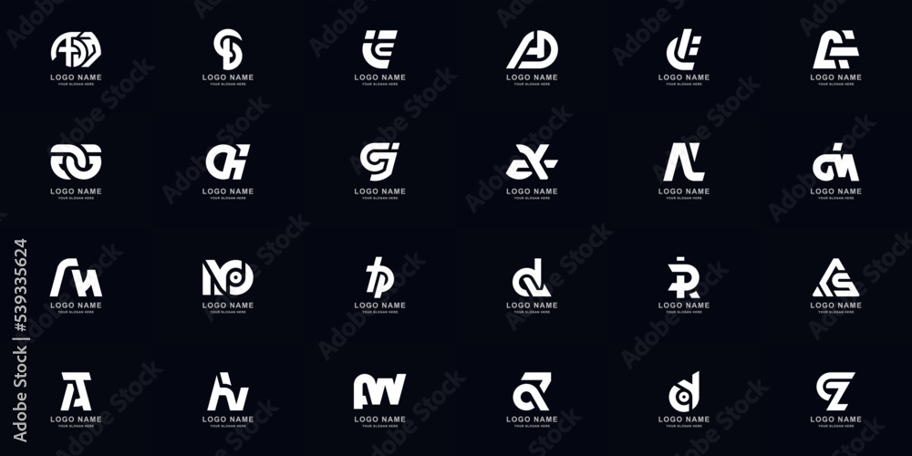 Collection full set abstract combine letter a - z monogram logo design ...