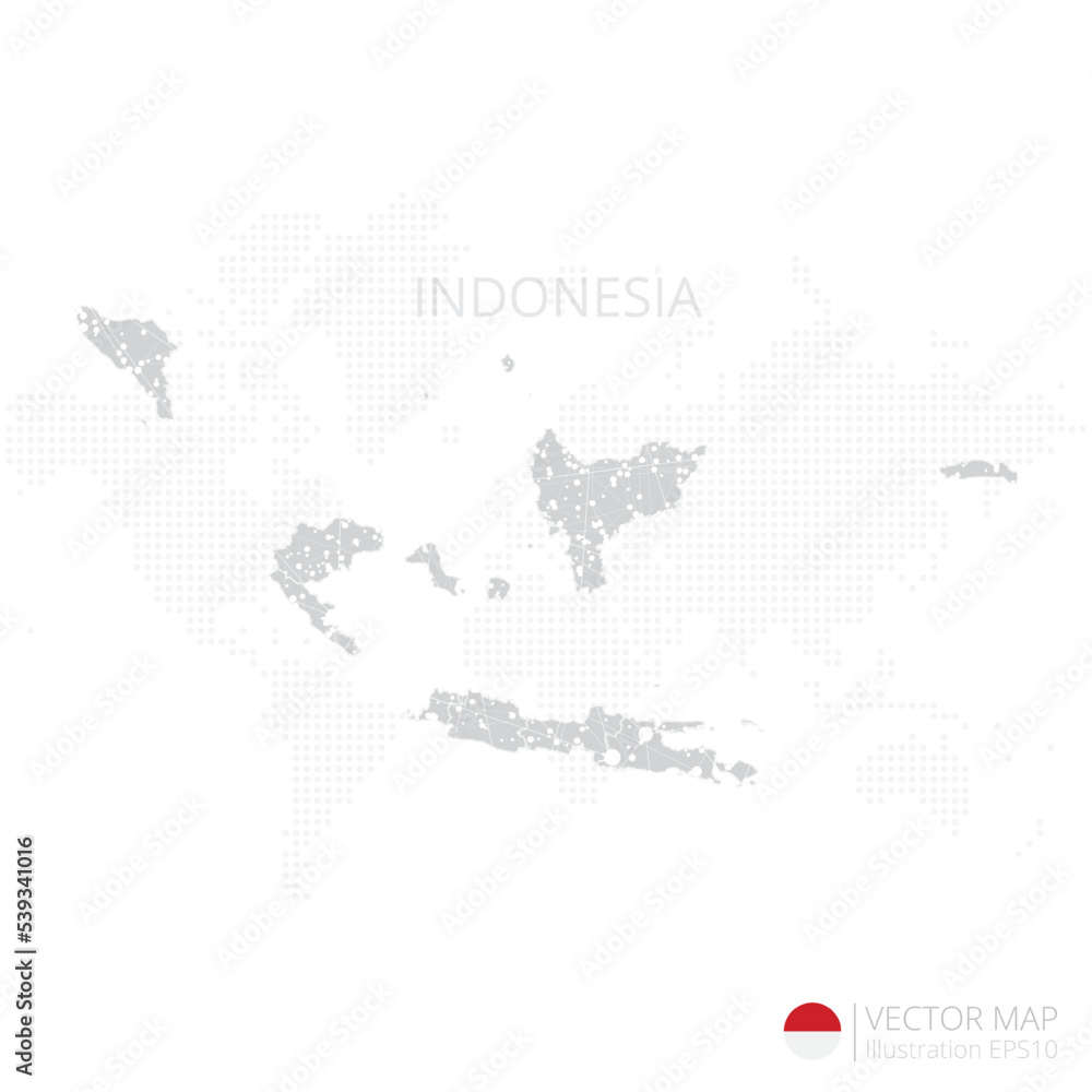 Indonesia grey map isolated on white background with abstract mesh line ...