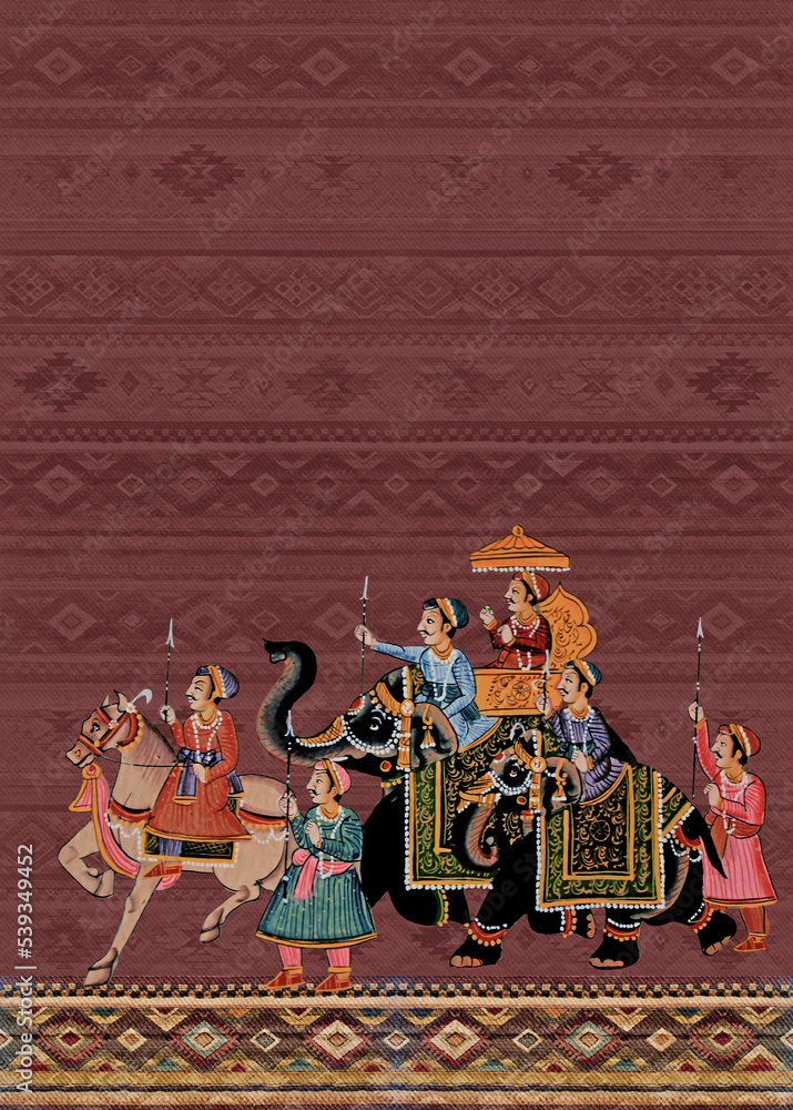 mughal art paintings illustrations motifs handmade designs patterns ...