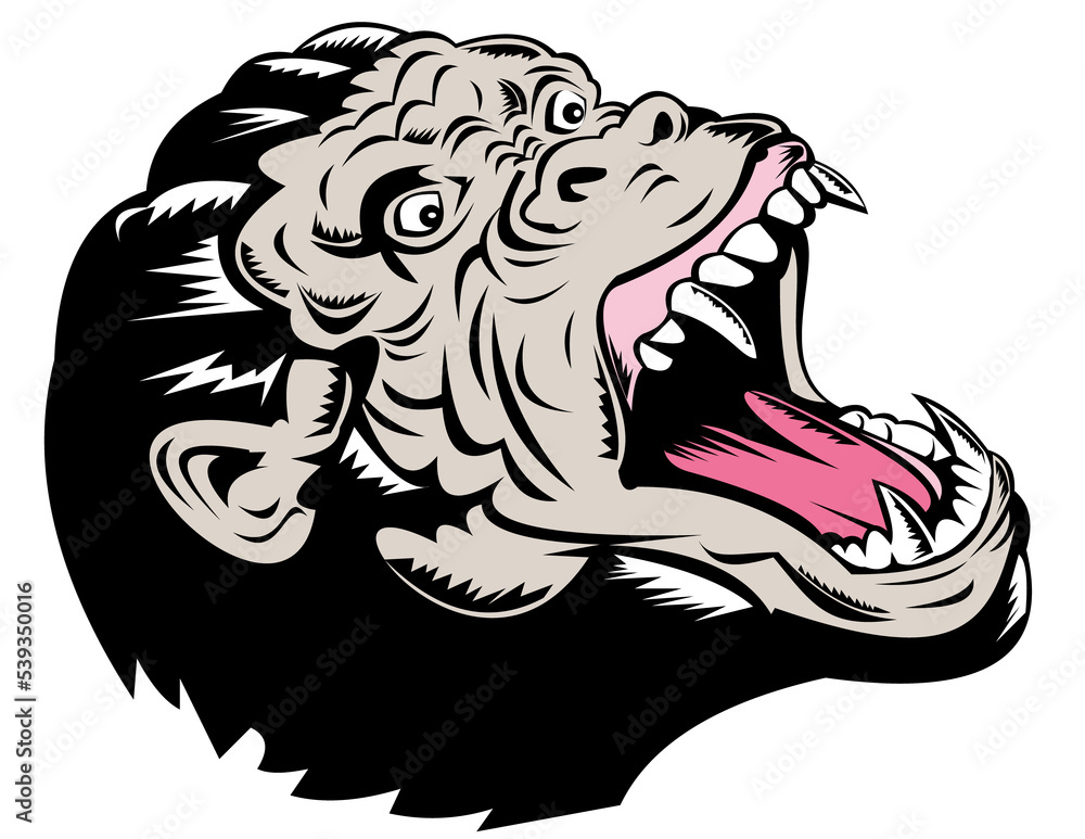 Angry chimpanzee head Stock Illustration | Adobe Stock
