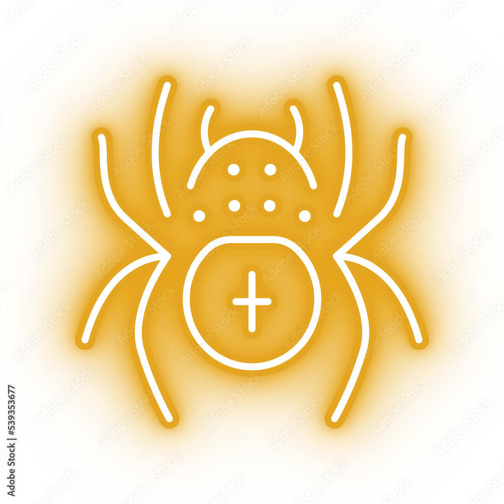 Neon yellow spider icon, spider illustration on transparent background ...