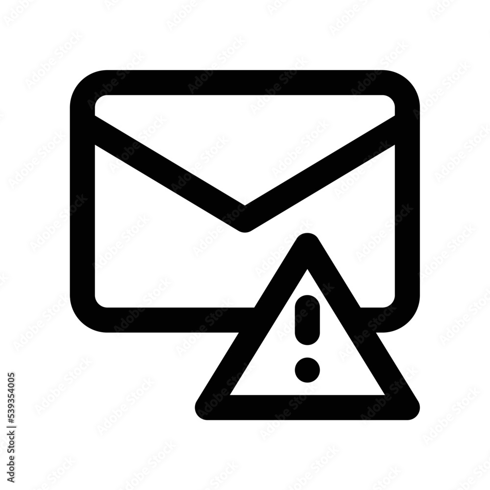 Spam email warning icon with envelope, triangle and exclamation mark in ...
