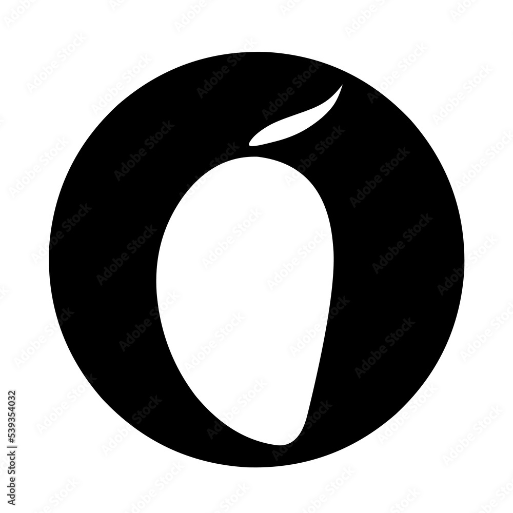 Mango silhouette icon vector Mango fruit concept with black circle ...