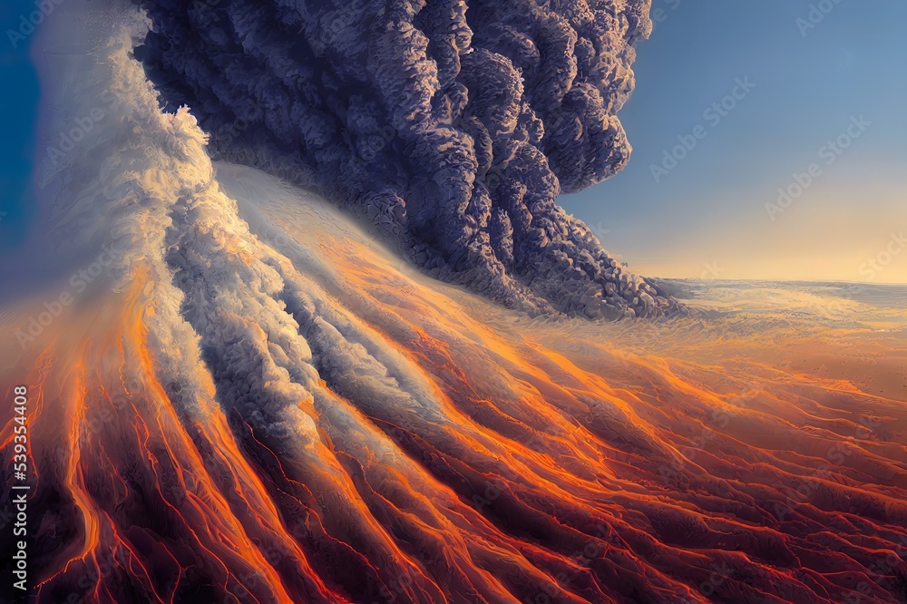 Natural disasters set. Wild landscape volcanic eruption, earthquake ...