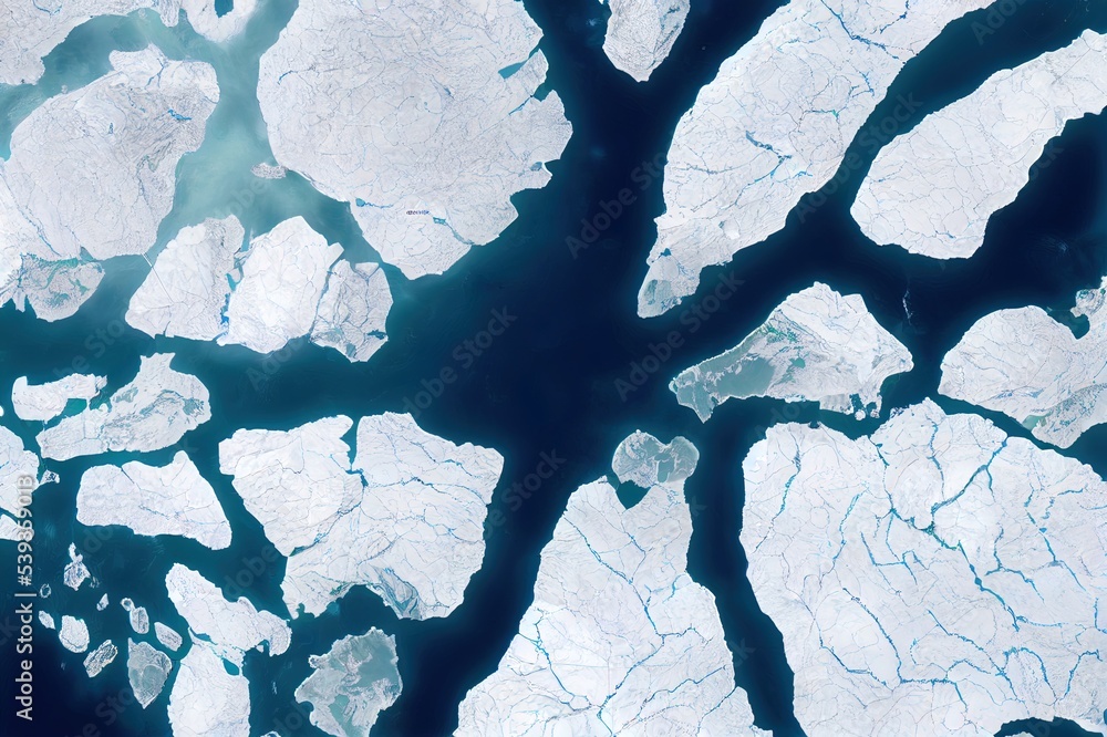 ภาพประกอบสต็อก Glaciers and ice melting in the North, satellite image ...