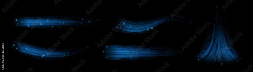 Fresh or frosty air flow set isolated on black background. Realistic ...