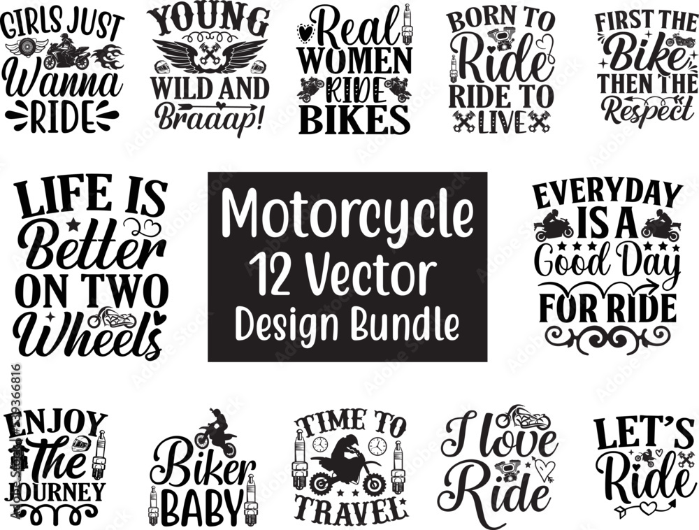 Motorcycle 12 Vector Design Bundle SVG, Motorcycle SVG, Motorcycle ...