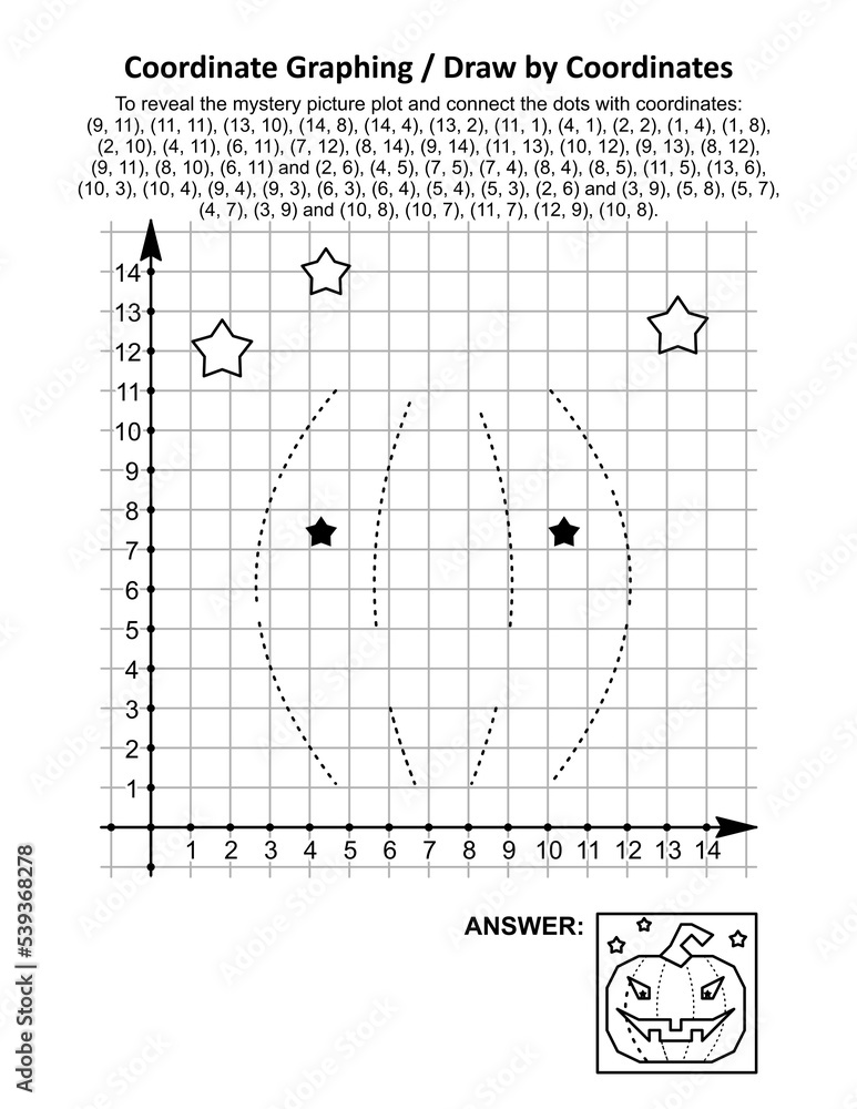 Coordinate graphing, or draw by coordinates, math worksheet with ...