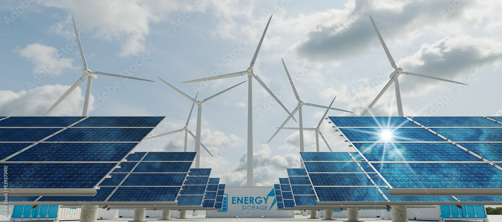 solar cell plant and wind generators in urban area connected to smart ...