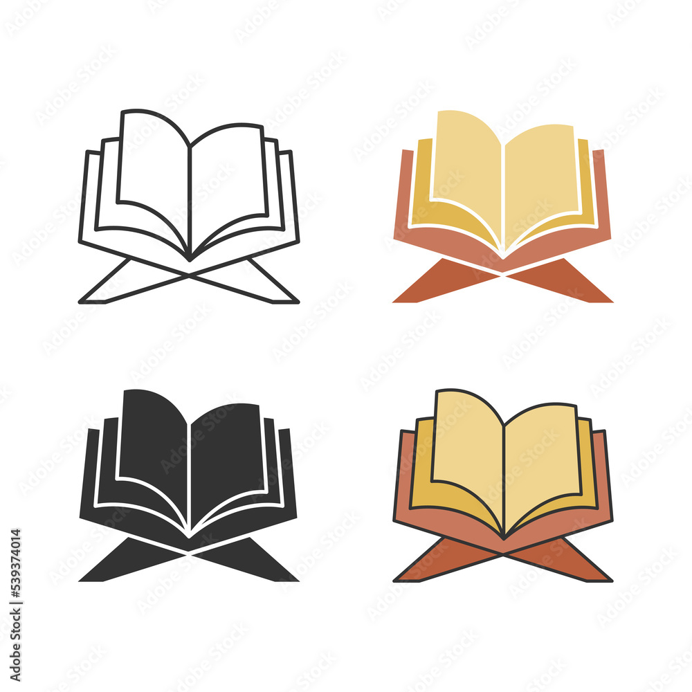 Holy Quran icons set. Vector illustration isolated on white. Stock ...