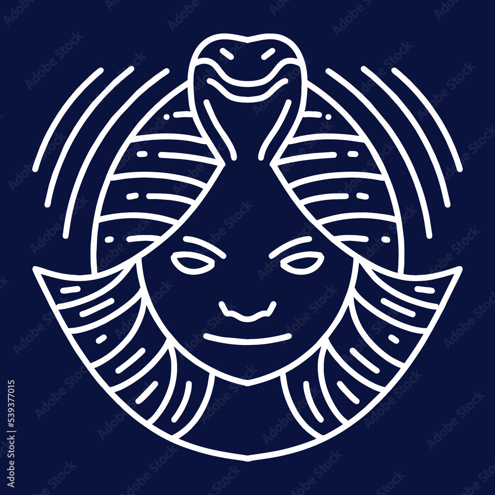 Medusa illustration Monoline Vector Logo, mythology vintage badge ...
