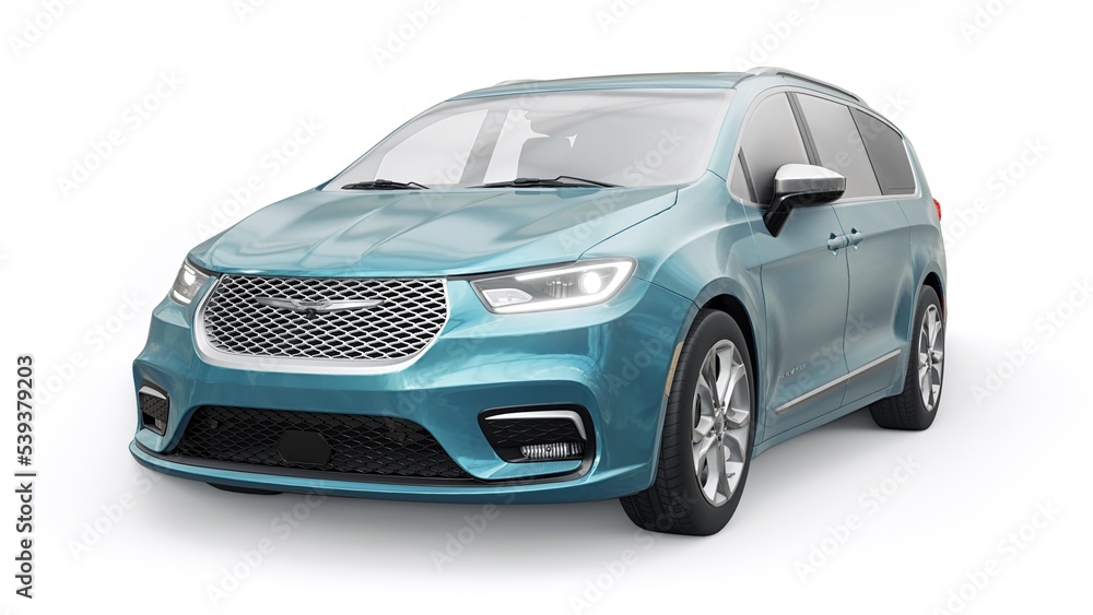 Dallas, USA. October 18, 2022. Chrysler Pacifica 2022. Big blue modern ...