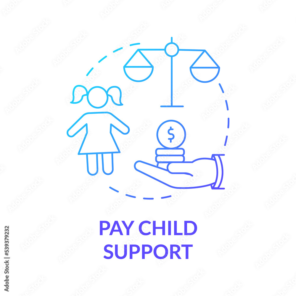 Pay child support blue gradient concept icon. Children rights. Divorce ...