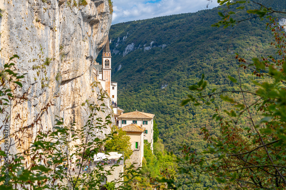 View from the mountain hiking trail of the Santuario de la Madonna ...