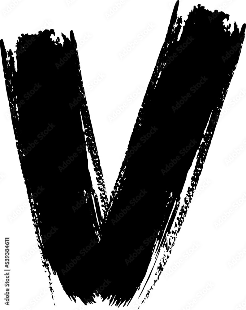 v- Black handwritten letters on white background. vector Acrylic black ...